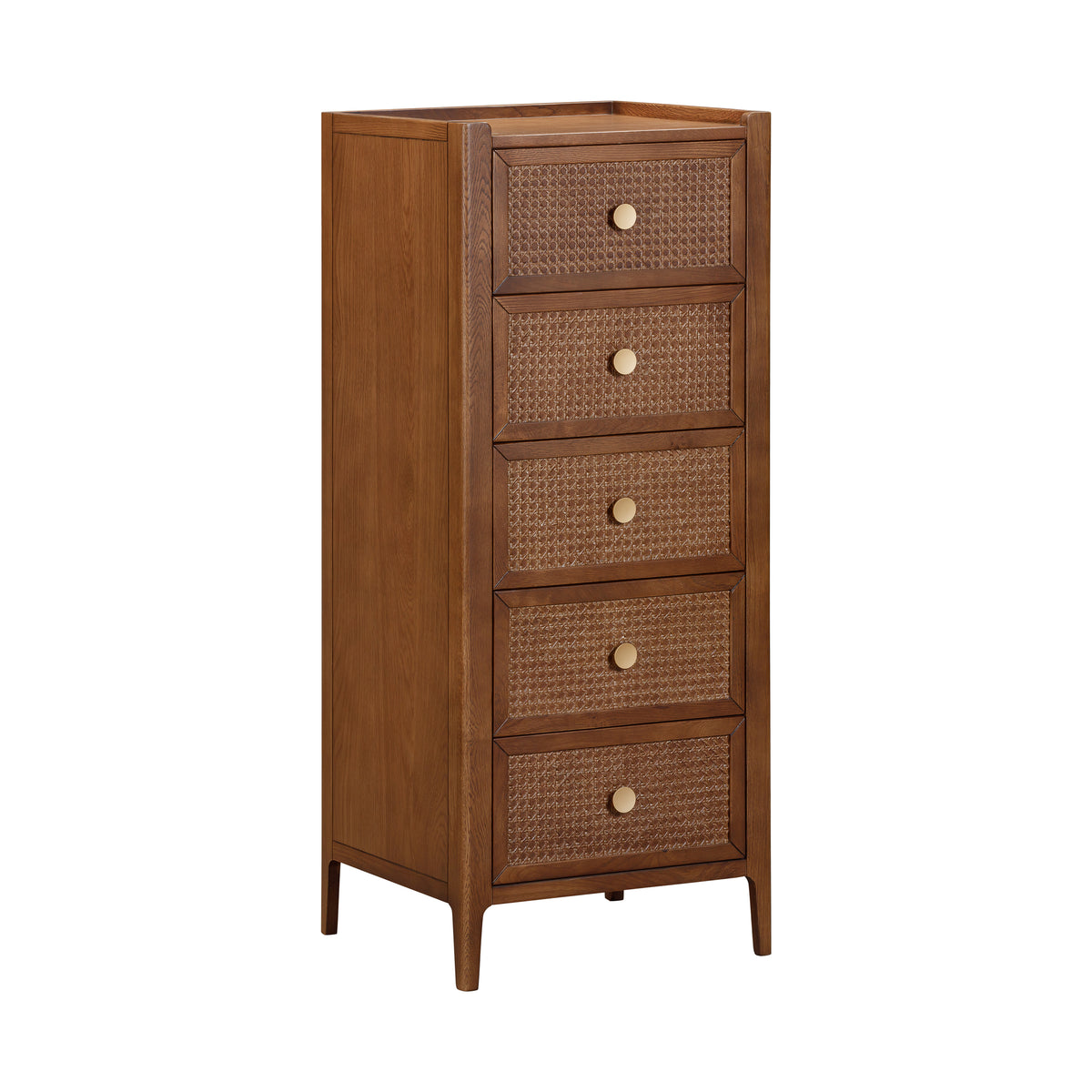 Lombok Walnut Rattan 5 Drawer Tall Chest – HomePlus Furniture