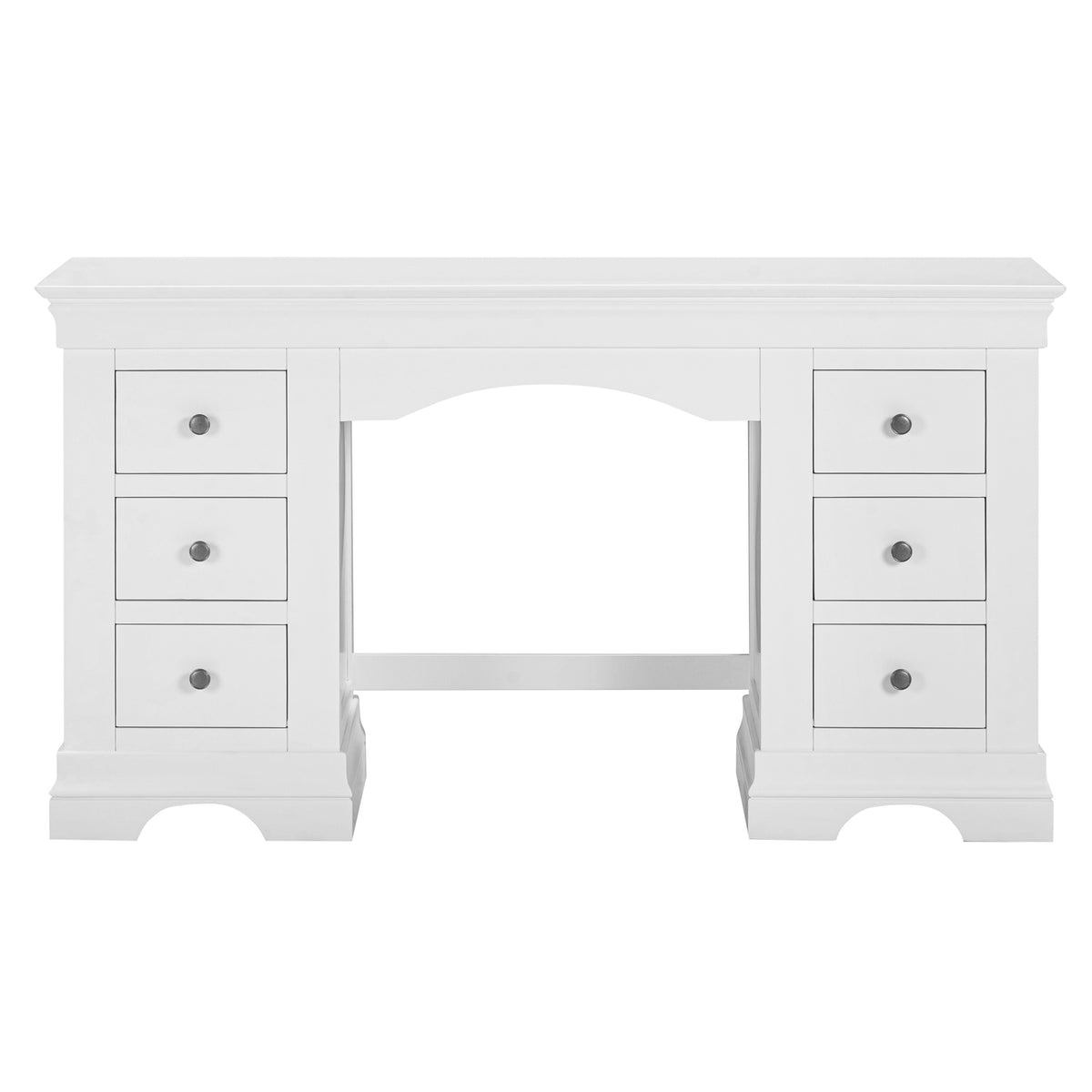 Chantilly Warm White Double Pedestal Dressing Table – HomePlus Furniture