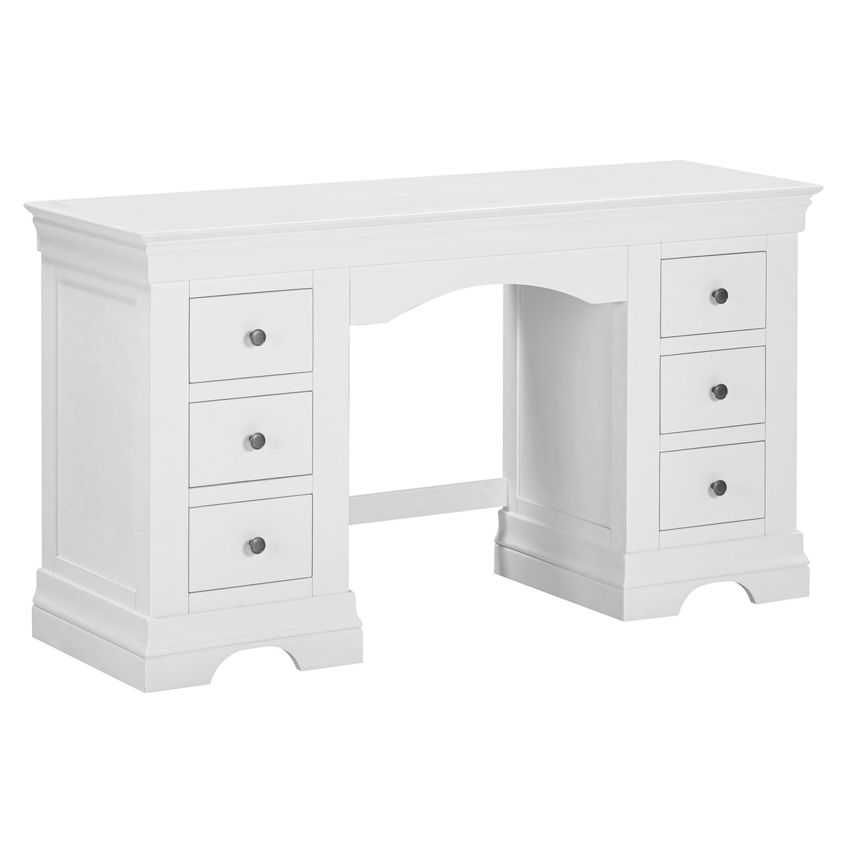 Chantilly Warm White Double Pedestal Dressing Table – HomePlus Furniture