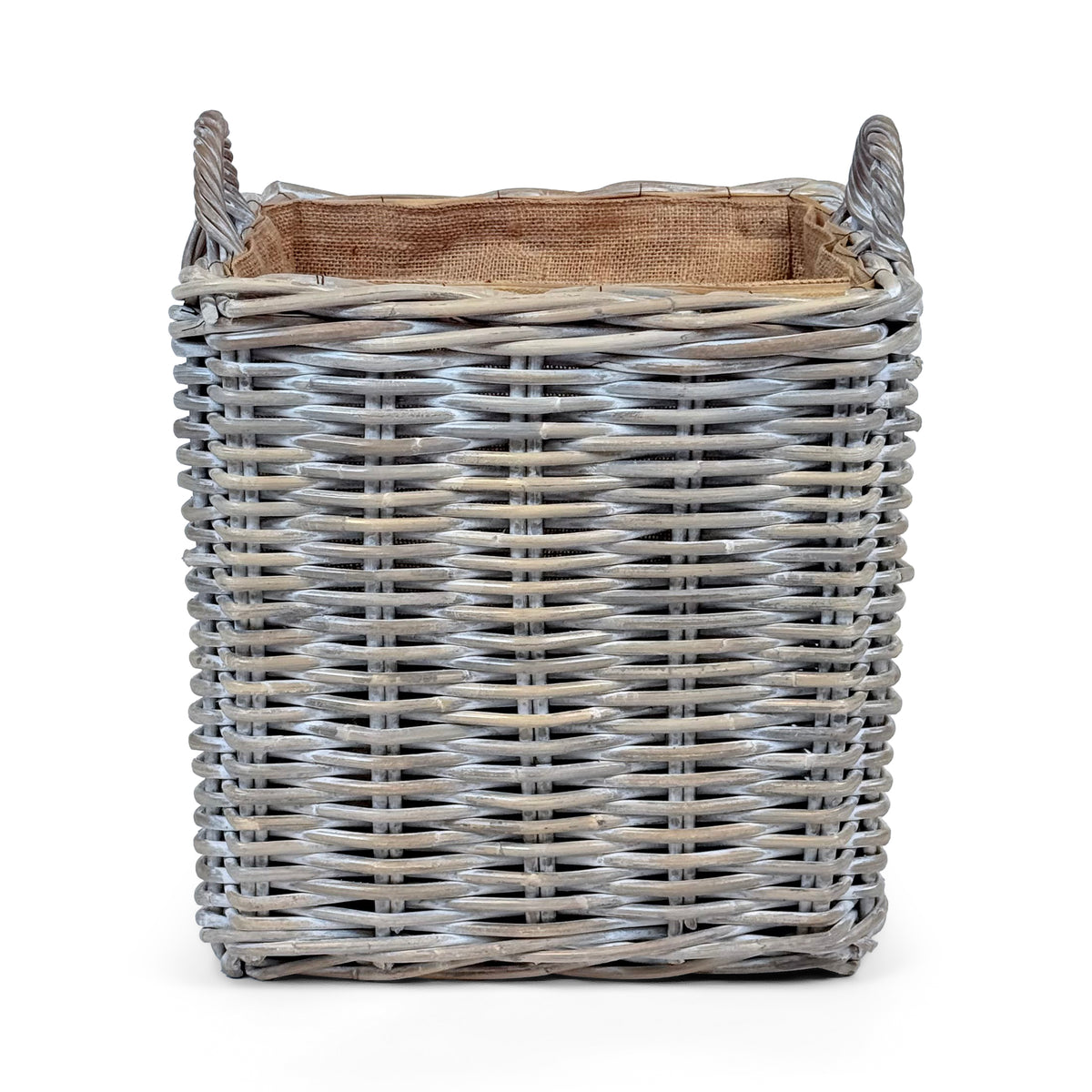 Whitewash Rattan Square Wicker Storage Basket | Medium – HomePlus Furniture