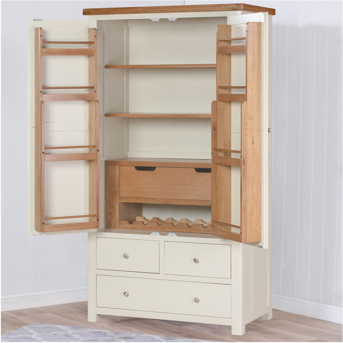 Cambridge Classic Cream Painted Oak Larder Unit – HomePlus Furniture