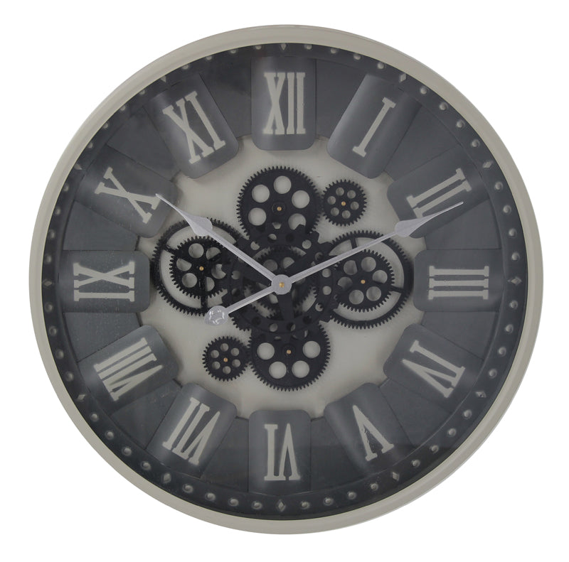 Round Modern Navy Cogs Wall Clock | Roman Numerals | 59 cm – HomePlus ...