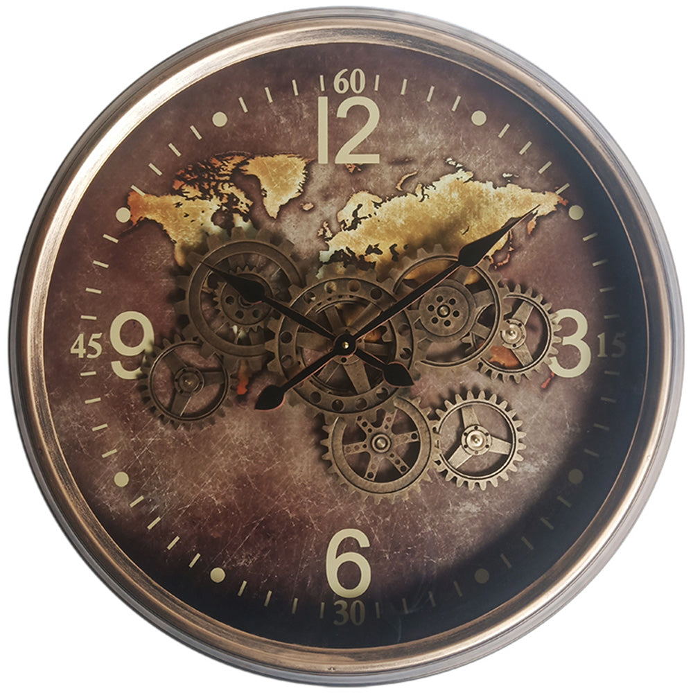 Vintage Gold World Cog Clock | 62 cm – HomePlus Furniture