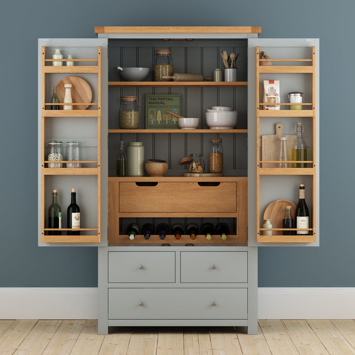 Cambridge Grey Painted Oak Larder Unit – HomePlus Furniture