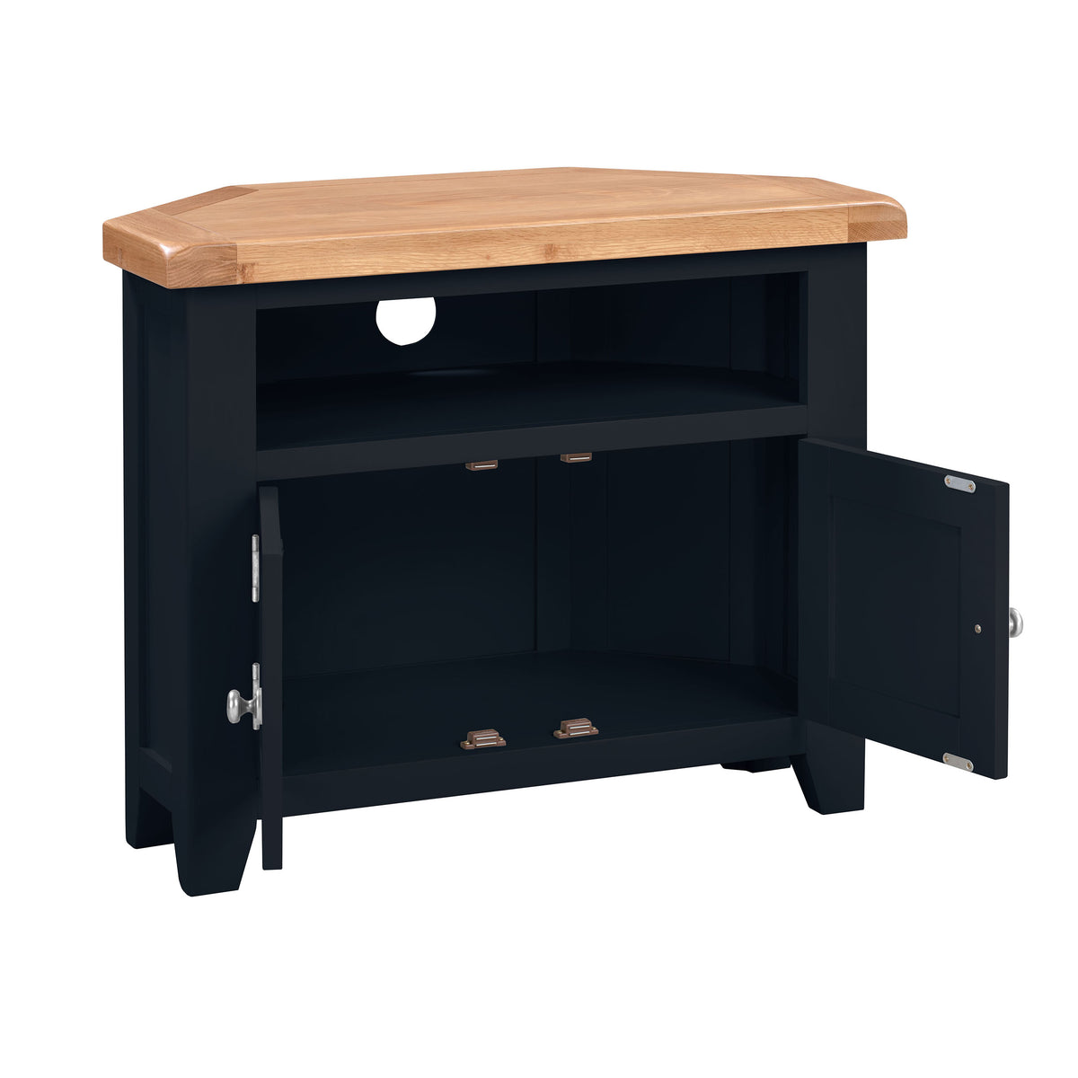 Chatsworth Blue Painted Oak Corner TV Unit- Grade B – HomePlus Furniture